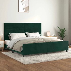 Rám postele bez matrace tmavě zelená 200 x 200 cm samet 3125839
