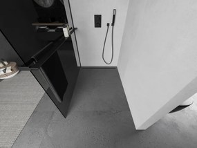 Mexen Kioto+ L, sprchová zástěna Walk-In s poličkou a věšákem 80 x 200 cm, 8mm šedé sklo, černý profil, 800-080-123-70-40