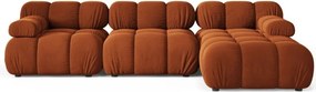 Sametová modulární rohová pohovka v terakotové barvě (pravý roh/s lenoškou) Bellis – Micadoni