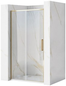 Jednokřídlé posuvné sprchové dveře REA RAPID SLIDE pro instalaci do niky 110 cm, zlaté