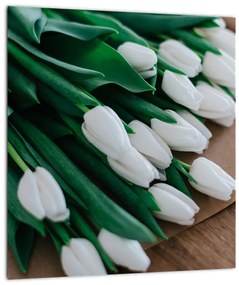 Obraz kytice bílých tulipánů (30x30 cm)