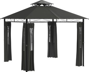 Pavilon Outsunny přibližně 3 x 3 m, Zahradní stan se stěnou, Party stan s dvojitou střechou, Nepromokavý event stan, Zahradní altán, pro balkon, teras