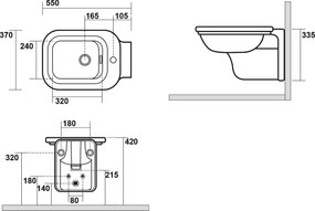 Kerasan WALDORF 4125K1 bidet závěsný 37 x 55 cm