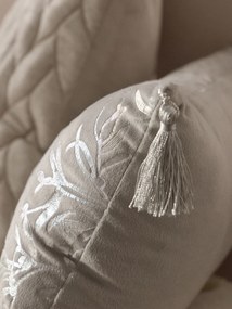 Sinsay - Dekorativní polštář s rostlinným motivem a třásněmi - sříbrná