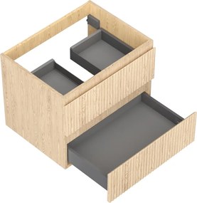 Mexen Rivel koupelnová skříňka pod umyvadlo 60 cm, 2 zásuvky, drážkovaná, dub - 91A20-06047-2-BFF81