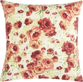 Bellatex Polštářek BERTA 45x45 cm Pivoňka růžová, zelená