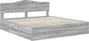Rám postele s čelo Šedá Sonoma 200 x 200 cm Inženýrské dřevo 3412975