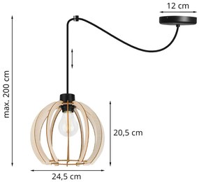 Závěsné svítidlo Timber Spider 9, 1x dřevěné stínítko
