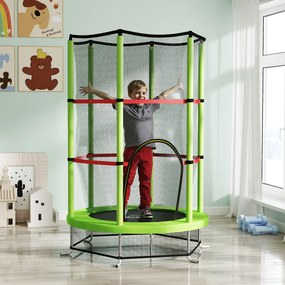 HOMCOM Dětská trampolína Ø140x190 cm pro děti 3-6 let se bezpečnostní sítí, 45 kg nosnost, interiérová zelená