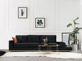 Atelier del Sofa 4-místná pohovka Line With Side Table - Black, Černá, Zlatá