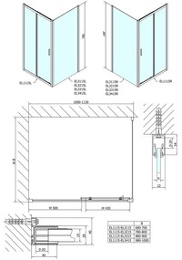 Polysan EASY LINE obdélníkový sprchový kout 1100x700mm, čiré sklo L/P varianta EL1115EL3115