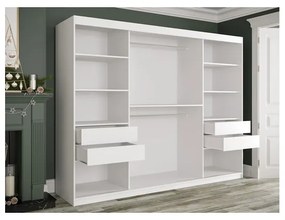 Moderní posuvná skříň Nonnus 250 Pole, Úložný prostor: ano, Barva: bílá matná / bílá mramor