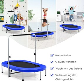 Costway Trampolína pro 2 osoby s výškově nastavitelným madlem mini trampolína