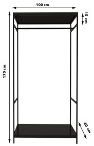 Kalune design Otevřená šatní skříň ANSBACH 170x100 cm
