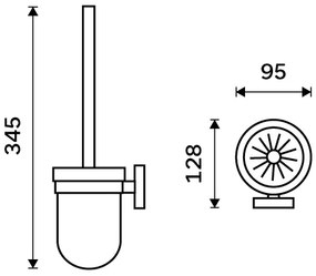 WC štětka v keramické nádobě, nástěnný držák a rukojeť broušená nerez, i bez vrtání NIMCO UNIX nerez UNM 13094KU-10
