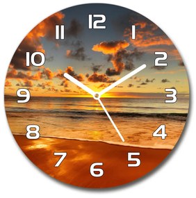 Wallmuralia Skleněné hodiny kulaté Australská pláž fi 30 cm
