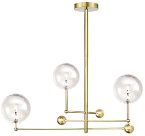 Toolight, Závěsná lampa skleněné koule 3 ks APP918-3CP, zlatá, OSW-03230