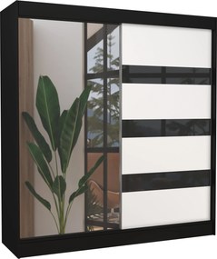 ADRK Furniture Posuvná skříň se zrcadlem a lacobelem TOURA 200 ADRK-SW-TOU-BWBL-200
