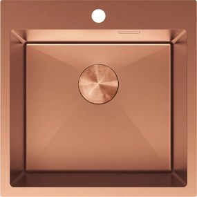 Mexen Solix, 1-komorový nerezový dřez 500 x 500 mm, broušená měď, 6407501000-65