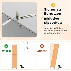 Costway Koupelnová skříňka s 2 dvířky a 1 zásuvkou Volně stojící vysoká, šedá
