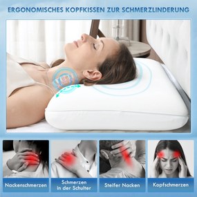 HOMCOM Paměťový pěnový polštář na hlavu, polštář na podporu krku s odnímatelným potahem, ergonomický 60 x 40 cm, krémově bílý