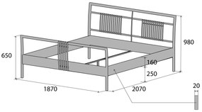 Nábytek ATIKA s.r.o. Kovová postel TEK 1 Povrchová úprava: základní (bílá, černá, stříbrná 9006), Rozměr: 80x200 cm