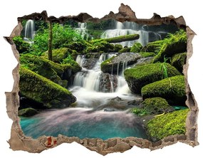 Wallmuralia Nálepka 3D díra samolepící Vodopád v pralese 95x64 cm