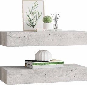 Nástěnné police se zásuvkou 2 ks betonově šedé 60x23,5x10cm MDF 330266