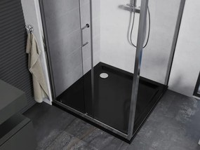 Mexen Apia sprchový kout s posuvnými dveřmi 100 (dveře) x 100 (stěna) cm, 5mm čiré sklo, chromový profil + černá sprchová vanička s chromovým sifonem, 840-100-100-01-00-4070