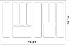 IN-DURO Příborník STRIPES 79 - 85 cm s hloubkou 42 - 49 cm, bílá