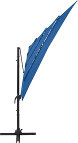 4stupňový zahradní slunečník hliníková tyč azurový 250 x 250 cm 313827
