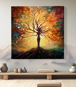 Obraz na plátně - Vedrana propojená vlasy se stromem života FeelHappy.cz Velikost obrazu: 120 x 120 cm