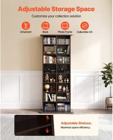 Úložná skříňka na média, 8patrový organizér na DVD VEVOR – 559 × 222 × 1295 mm