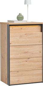 XXXLutz KOMODA, černá, dub artisan, 56/95/41 cm Voleo - Široké komody - 000589000535