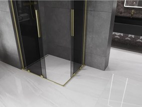 Mexen Velar L Duo, sprchový kout s posuvnými dveřmi 90 x 80 cm, 8mm šedé sklo, zlatá matná, 871-090-080-02-43-55