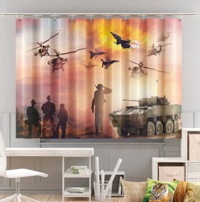Hotová voálová záclona Army, barevná, 250x150cm