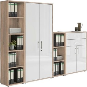 XXXLutz SKŘÍŇ NA ŠANONY, vysoce lesklá bílá, Sonoma dub, 257/185,6/33 cm MID.YOU - Online Only kancelářský nábytek - 001067011510