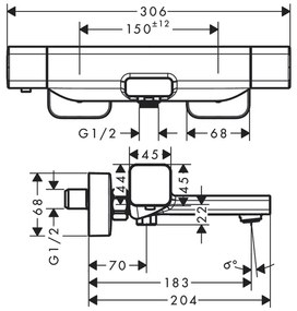 Hansgrohe Ecostat E, termostatická vanová baterie, chromová, 15774000