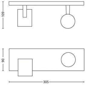 Philips - Bodové svítidlo RUNNER 2xGU10/20W/230V černá