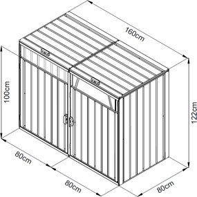 Přístřešek na 2 popelnice BestBerg BBTS-MK2  / 1,3 m² / 160 × 80 × 122 cm / antracit