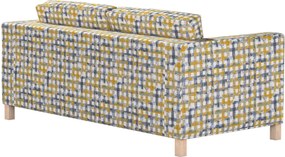 Potah na pohovku IKEA  Karlanda rozkládací, krátký barva modrá látka pletený vzor, vzorované