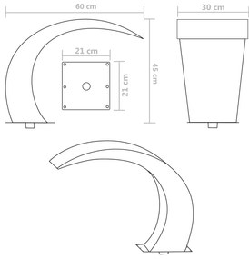 vidaXL Zahradní vodopád bazénová fontána z nerezové oceli 45x30x60 cm