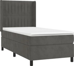 Box spring postel s matrací tmavě šedá 100x200 cm samet 3132784