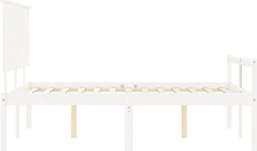 Postel s čelem pro seniory bílý 120x200 cm masivní dřevo 3195477