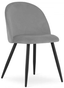Set tří jídelních židlí BELLO sametové světle šedé (černé nohy) 3ks