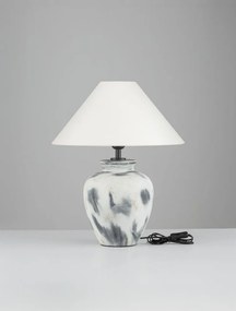 Bílá/šedá keramická stolní lampa s textilním stínidlem (výška 55 cm) Lupe – Nova Luce