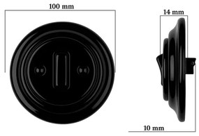 Bohemia-Design - Porcelánový retro jednoduchý vypínač s rámečkem č. 1 černá
