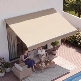 Manuální výsuvná markýza, 3,96 × 2,44 m Venkovní terasová markýza Výsuvná sluneční