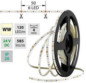 LED pásek McLED 24V teplá bílá š=4mm IP20 7,2W/m 120LED/m SMD2216 ML-126.730.60.0