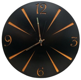 Fire4u Fire černé nástěnné kovové hodiny, pr.30cm